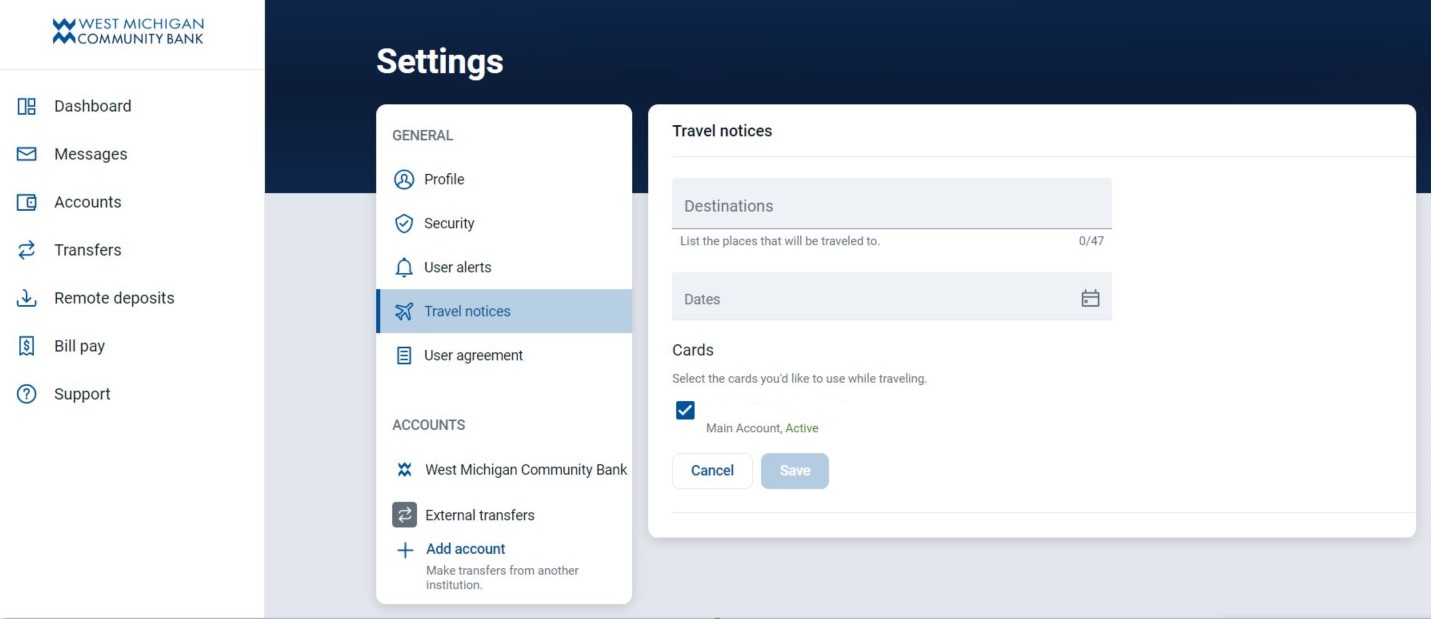 Business Online Banking and Mobile App Resources Settings › West Michigan Community Bank